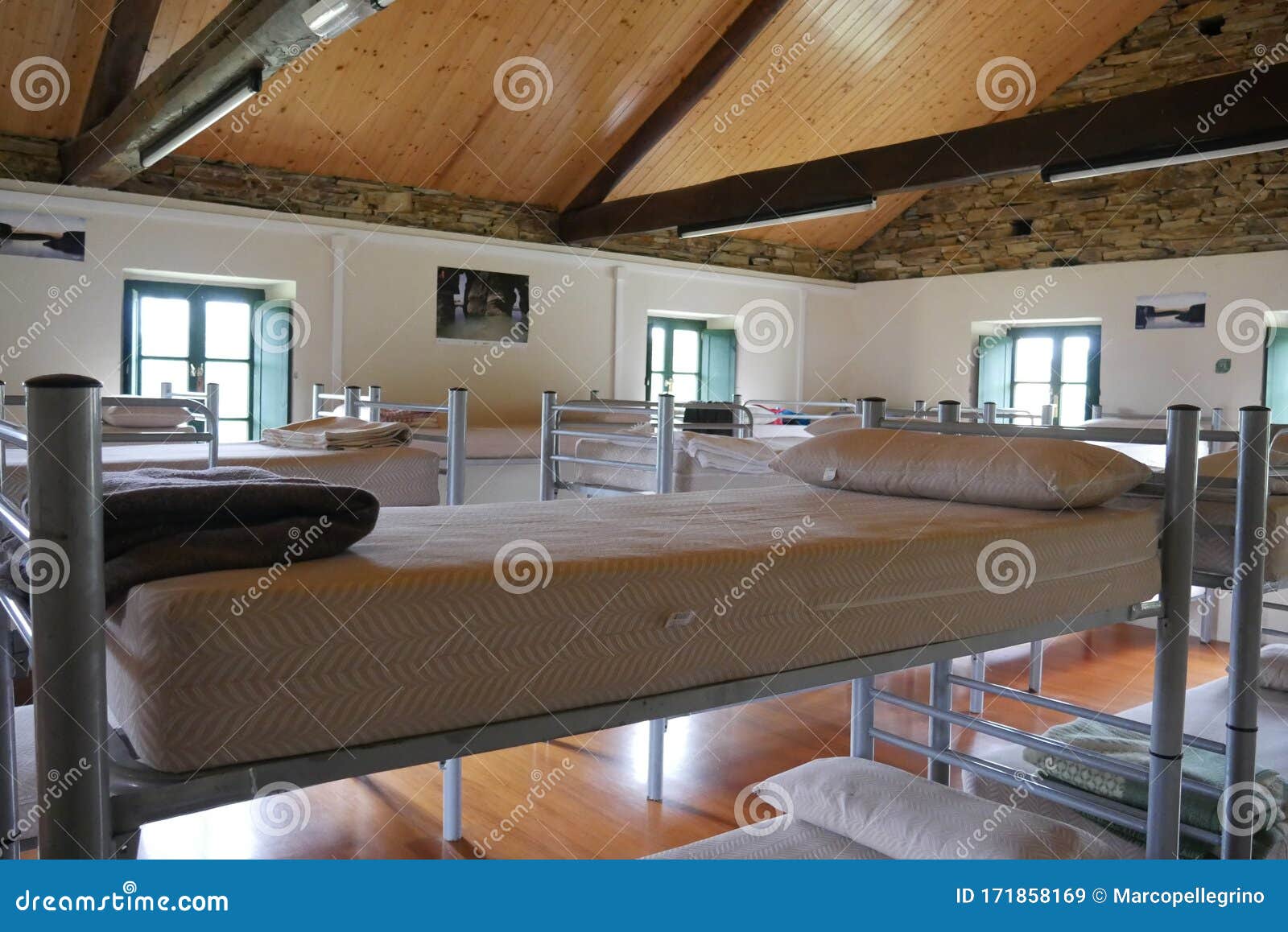 Hostel Beds with Window Under Stock Image - Image of lodging ...