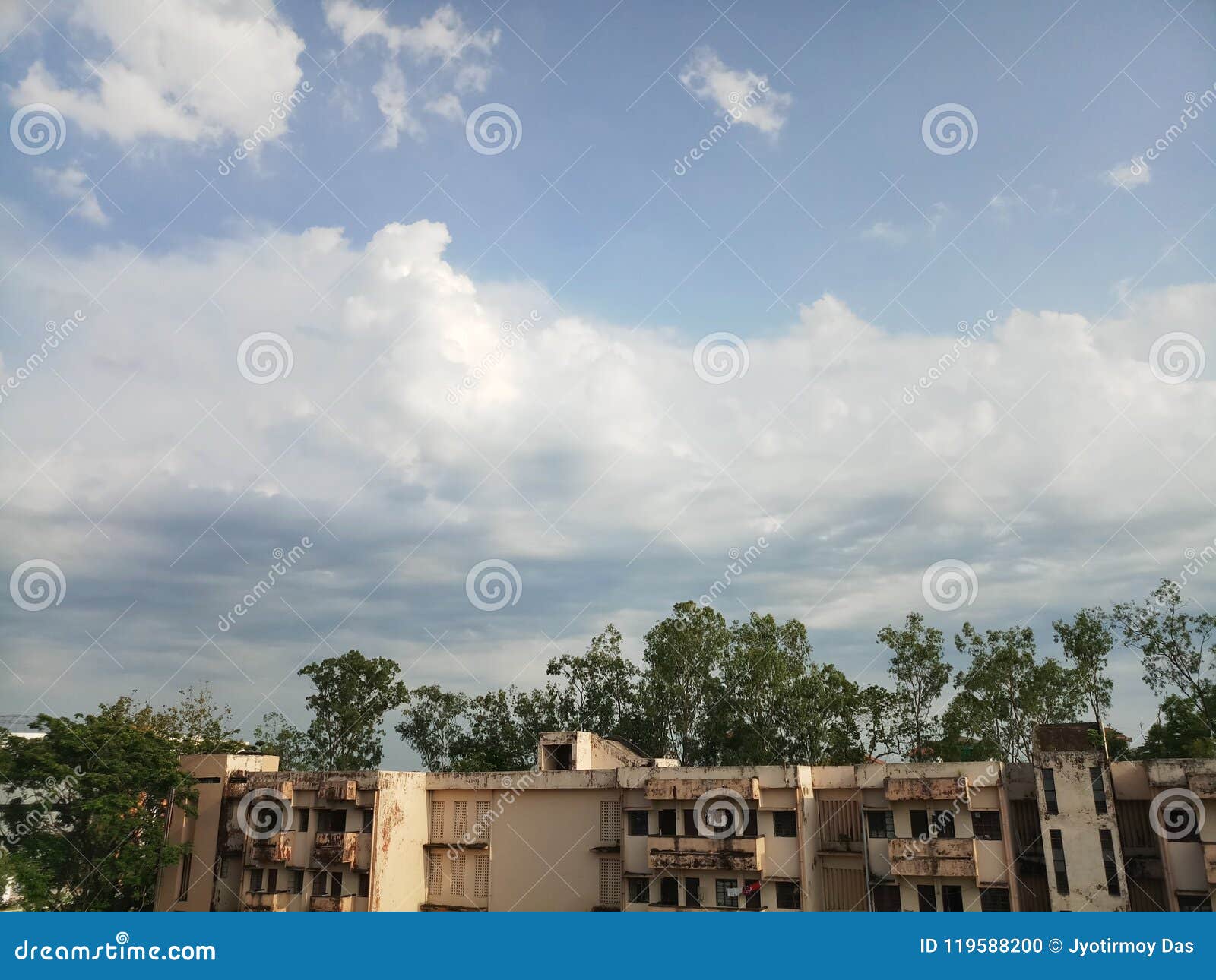 Hostel Building View with Beautiful Sky Stock Photo - Image of assam ...