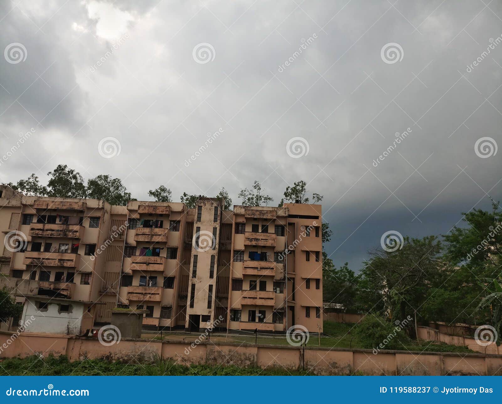Hostel Building View with Beautiful Sky Stock Image - Image of silchar ...