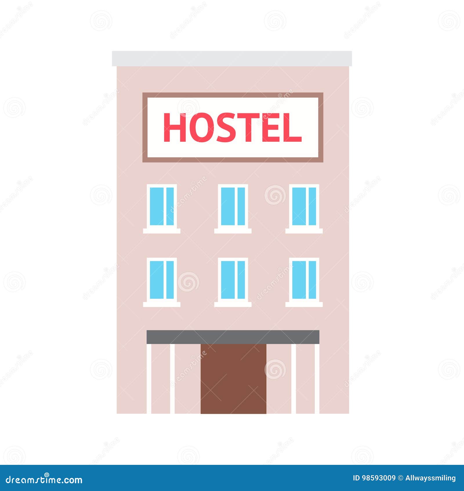 Hostel Signboard With Address On Brick Wall Cartoon Vector ...