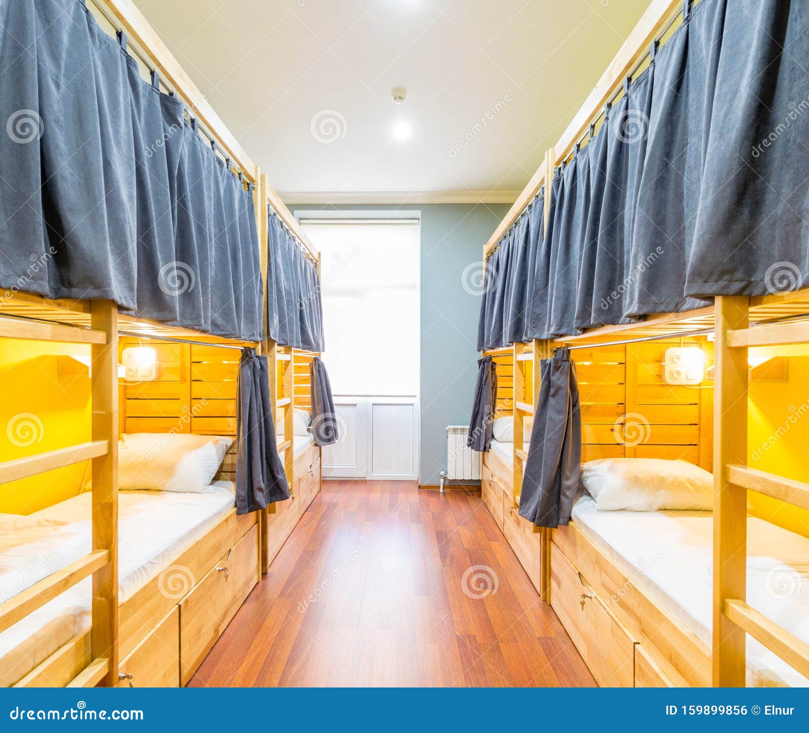 Hostel Dormitory Beds Arranged in Room Stock Photo - Image of ...