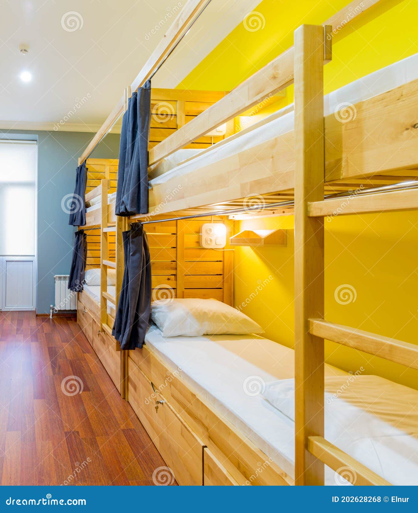 Hostel Dormitory Beds Arranged in Room Stock Photo - Image of ...