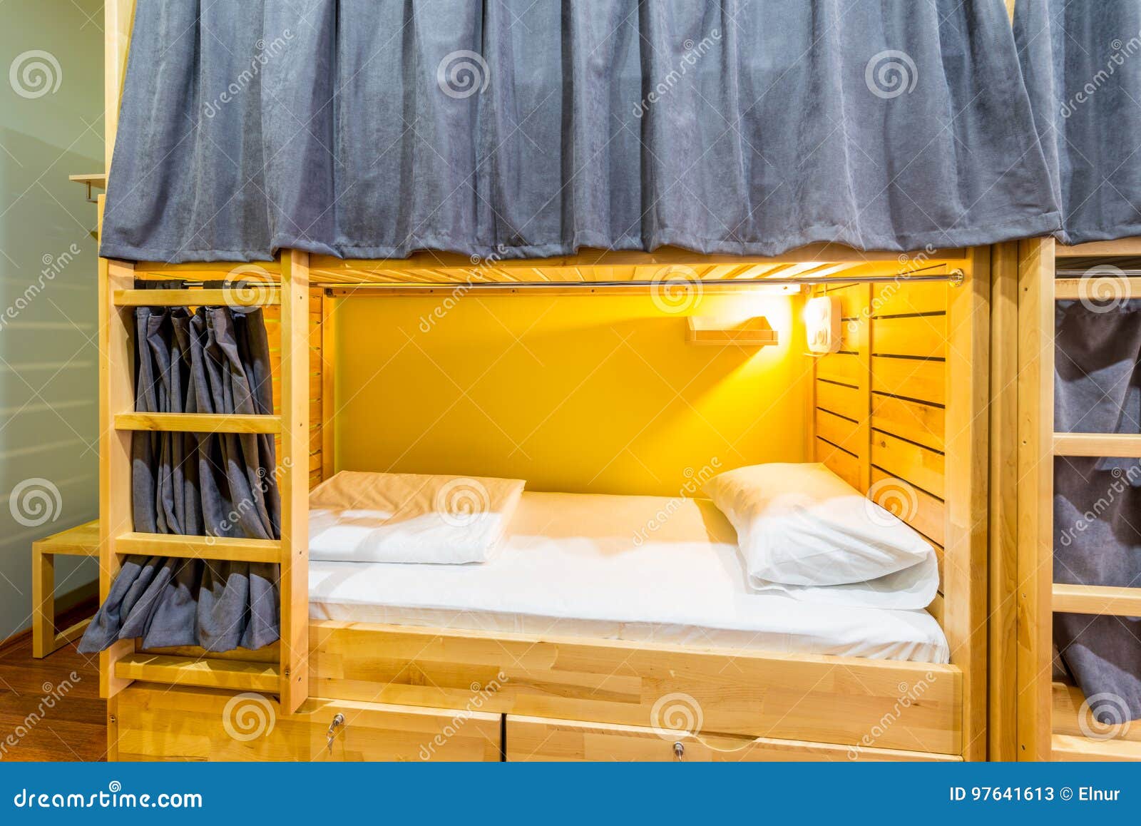 The Hostel Dormitory Beds Arranged in Room Stock Image - Image of ...