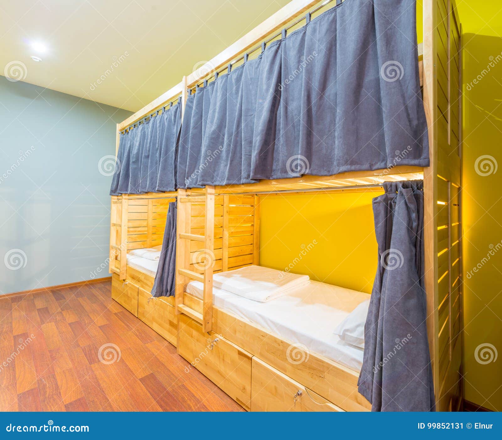The Hostel Dormitory Beds Arranged in Room Stock Image - Image of ...