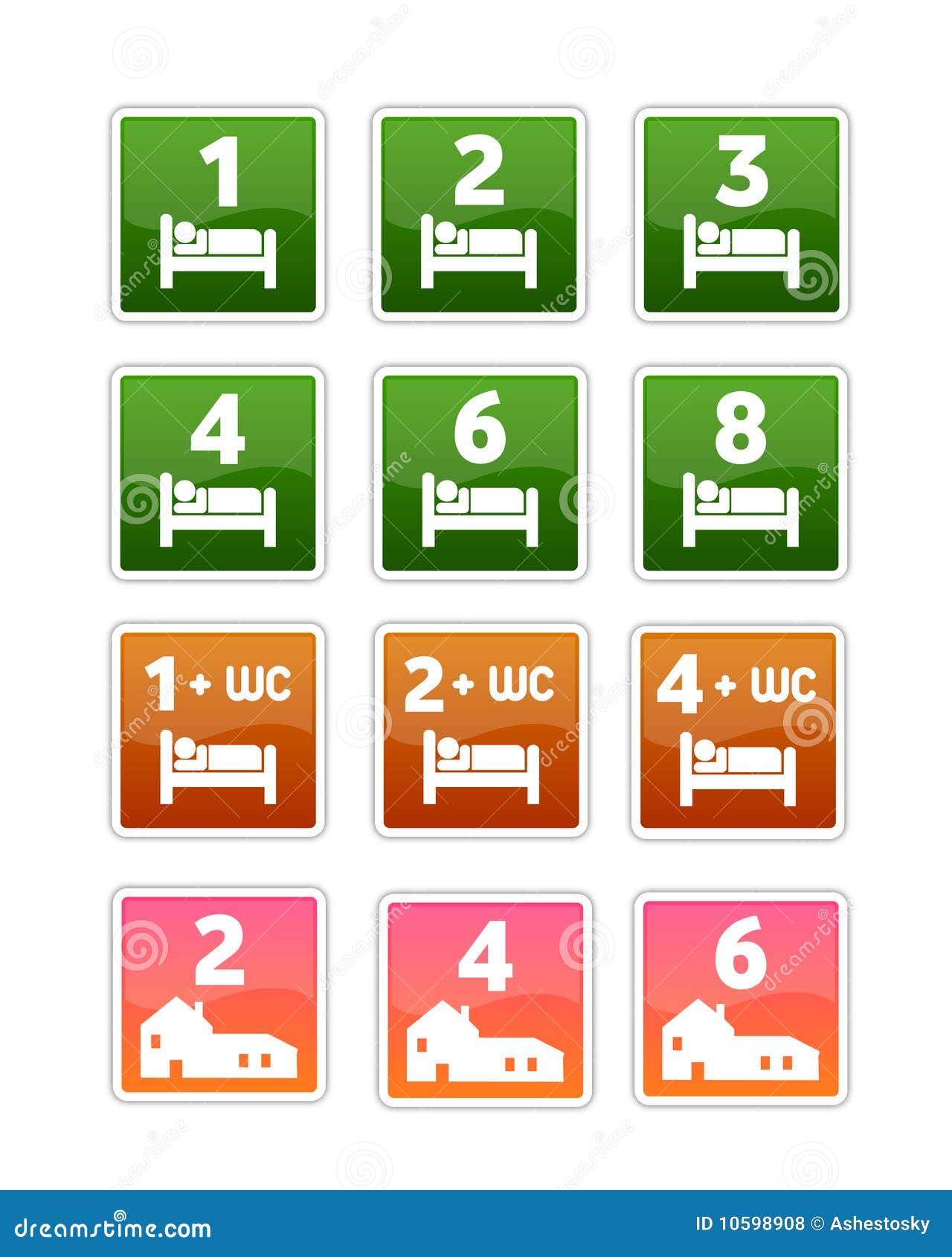 Hostel Icons For Accommodations Royalty Free Stock Photos - Image: 10598908