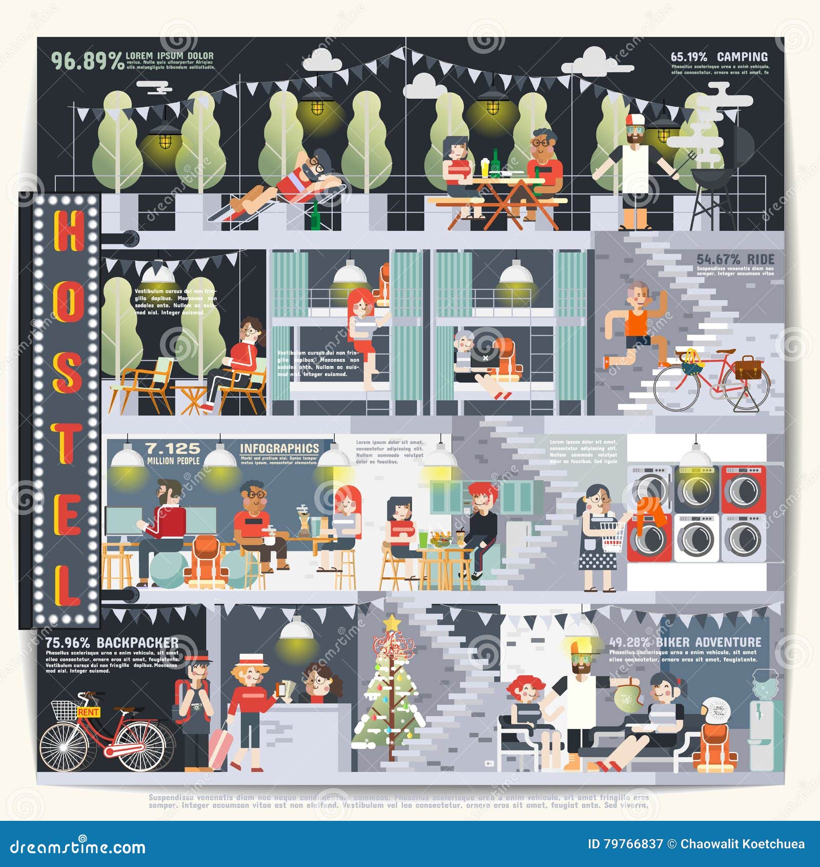Hostel Infographics stock vector. Illustration of infographics - 79766837