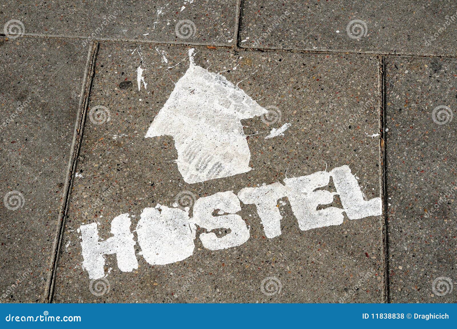 Hostel sign on the ground stock photo. Image of indicator - 11838838