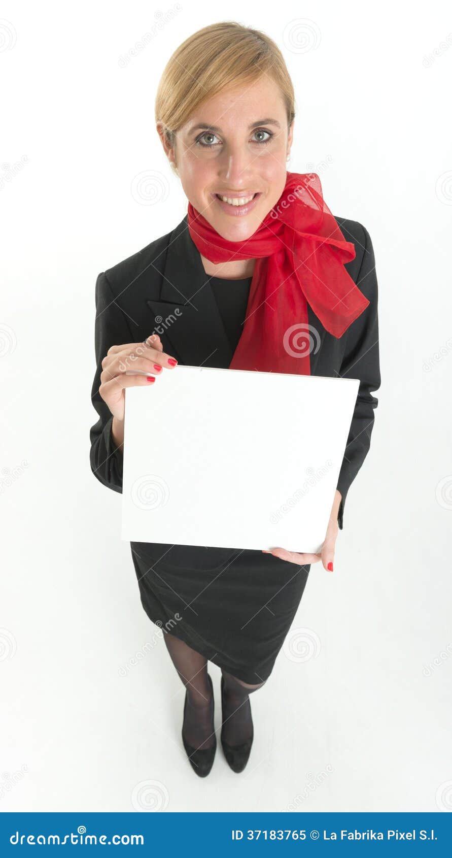 Hostess with blank board stock image. Image of occupation - 37183765