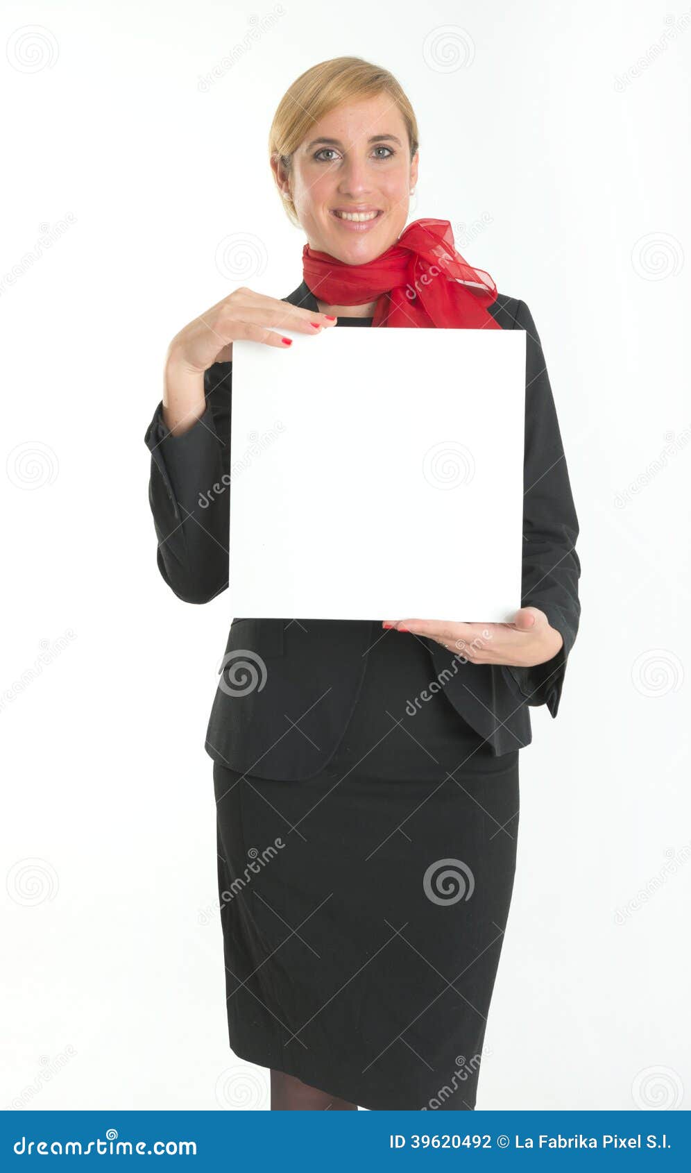 Hostess with blank board stock photo. Image of glamour - 39620492