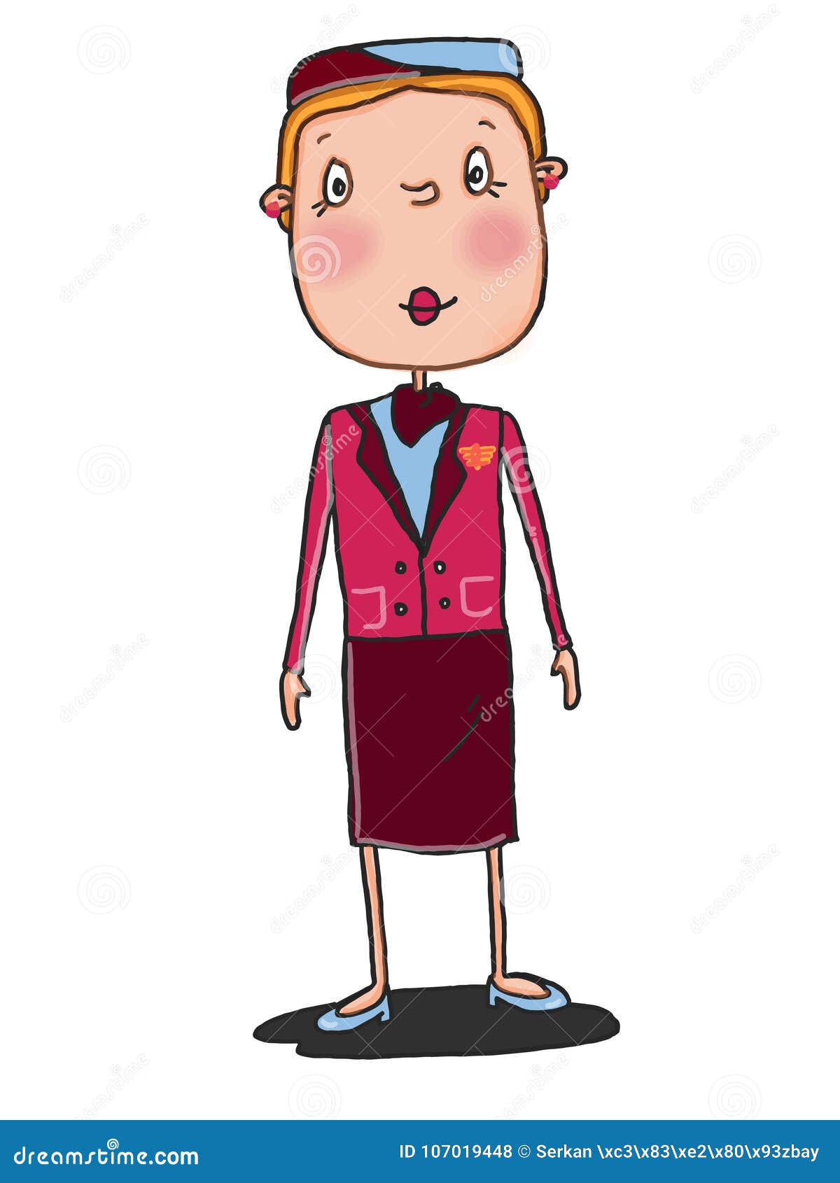 Hostess Female Illustration Cartoon Drawing And White Background ...