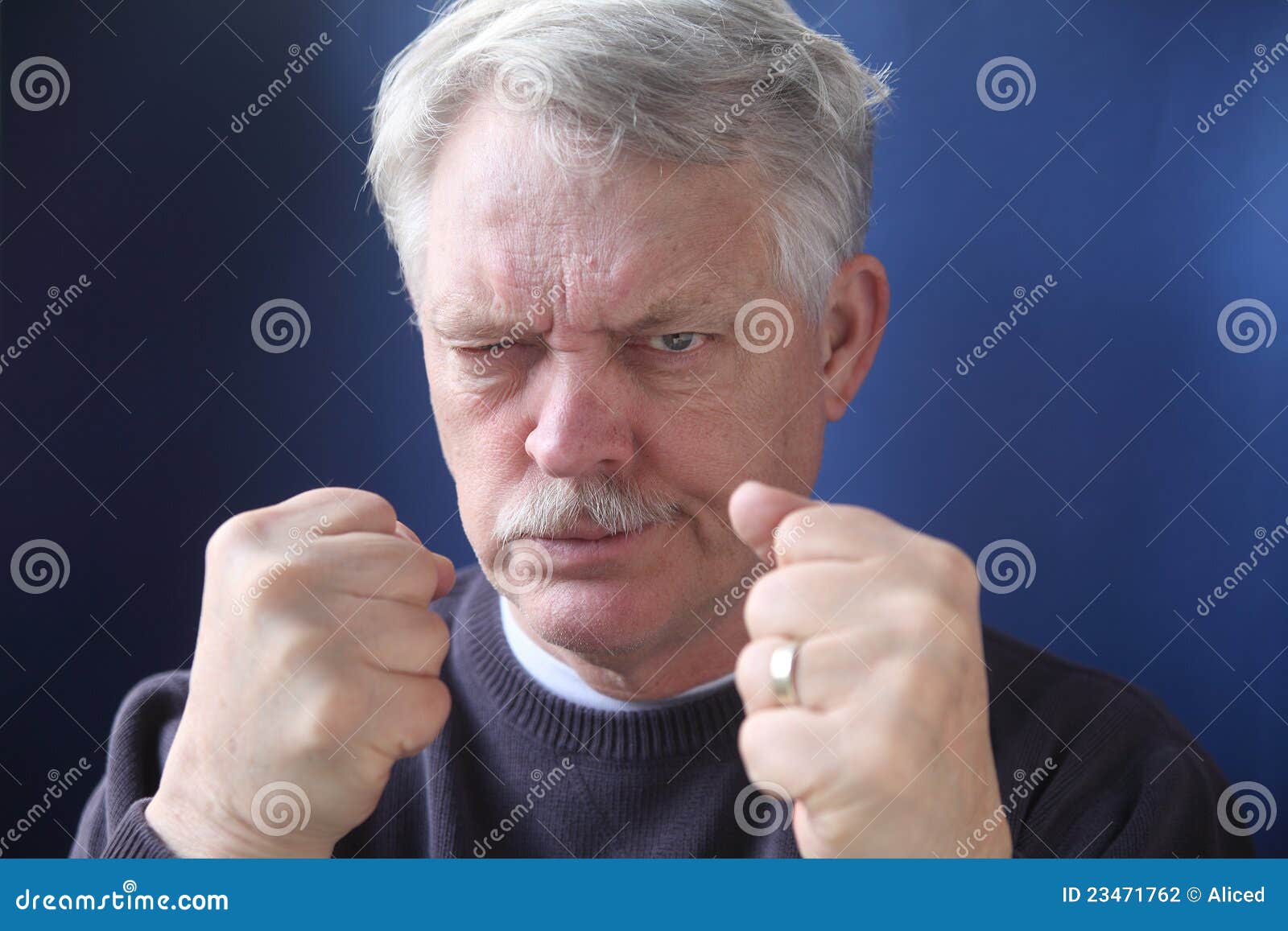 Hostile and Combative Senior Man Stock Photo - Image of pugilistic ...