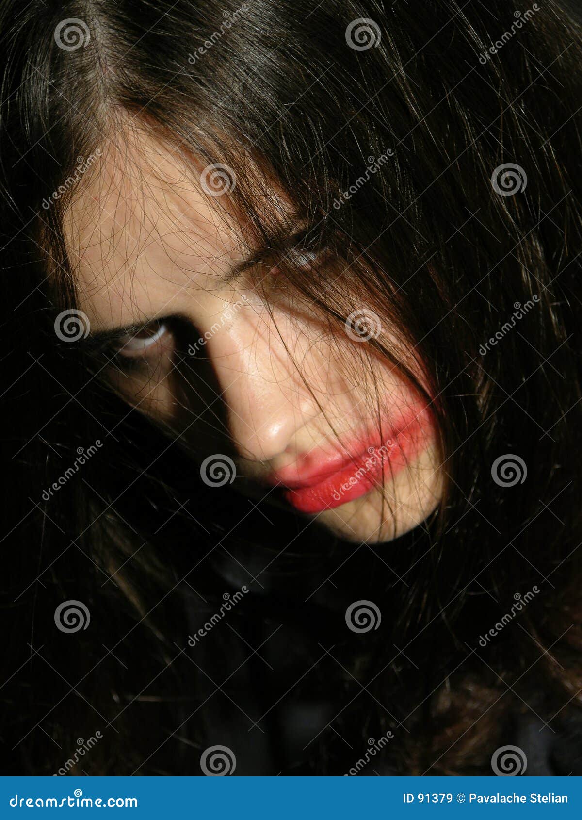 Hostile Look of a Young Woman with Psychical Problems Stock Image ...