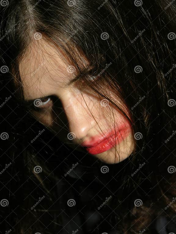 Hostile Look of a Young Woman with Psychical Problems Stock Image ...