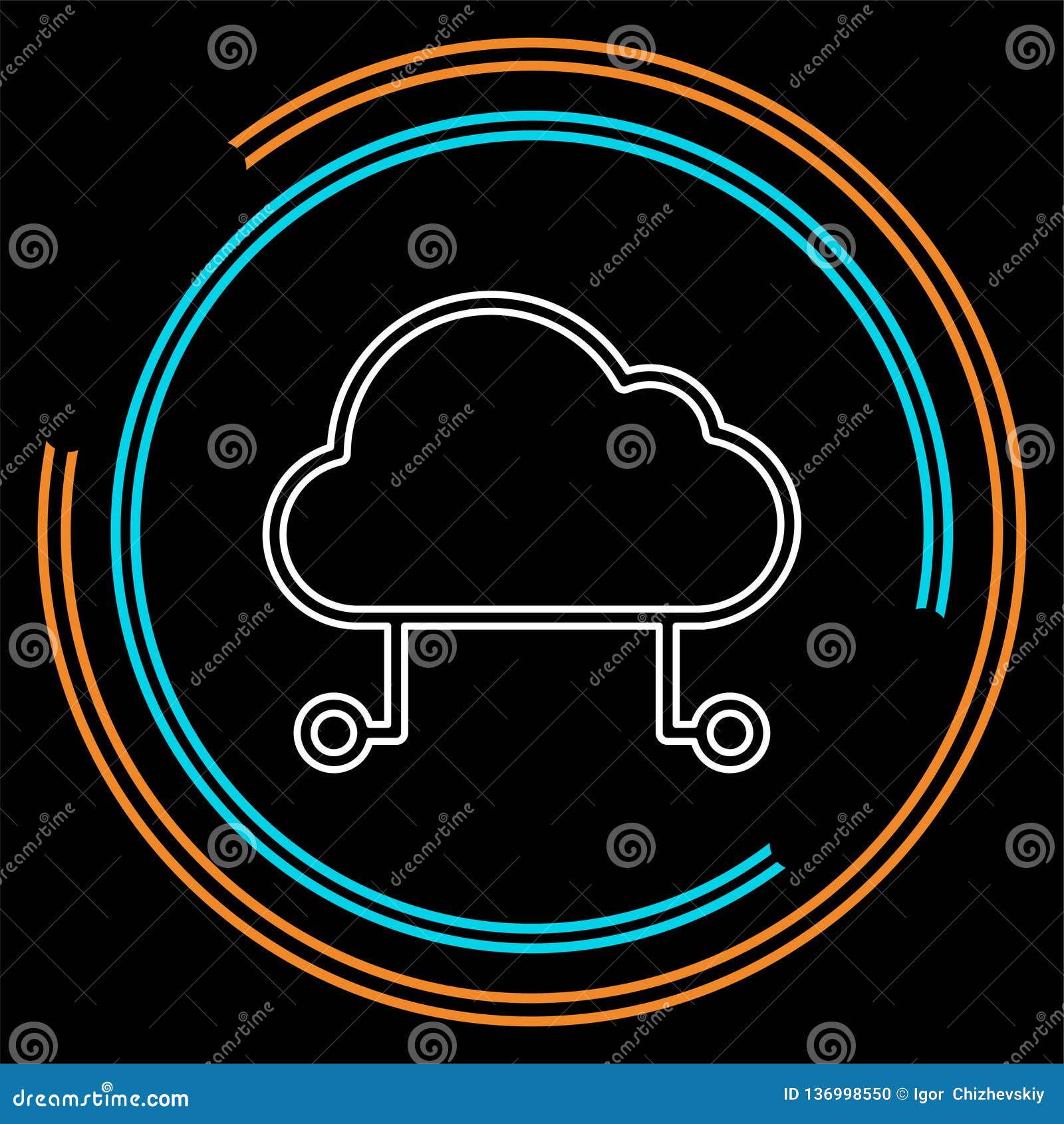 Hosting Cloud Icon, Cloud Computing Technology Stock Vector ...