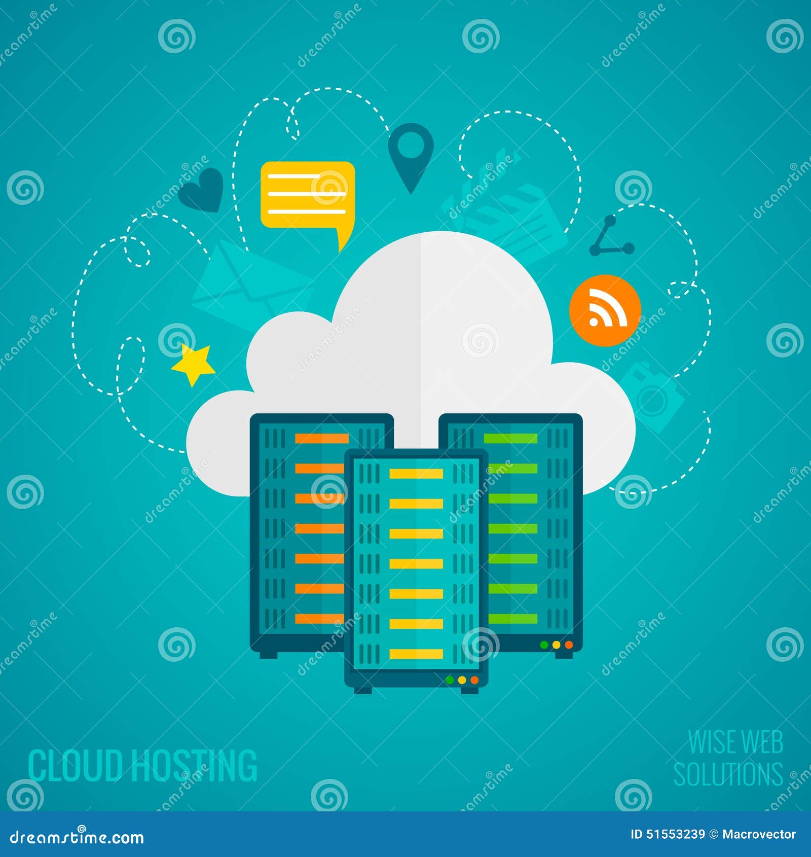 Hosting Concept Flat stock vector. Illustration of hosting - 51553239