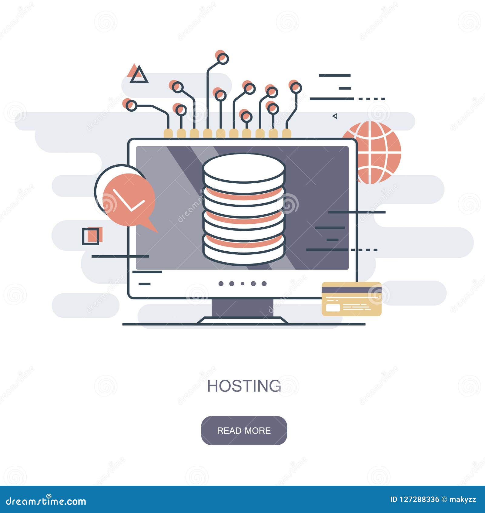 Hosting Concept. Flat Vector Illustration Stock Vector - Illustration ...
