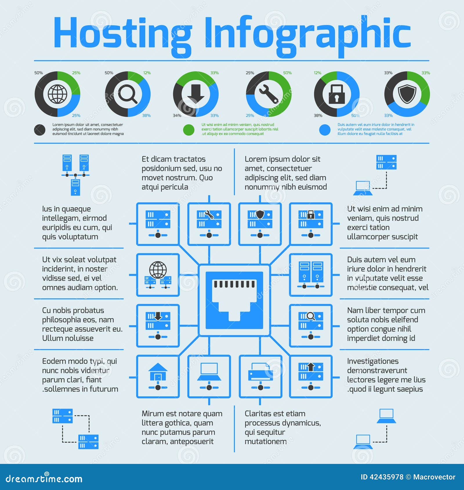 Hosting infographic set stock vector. Illustration of file - 42435978