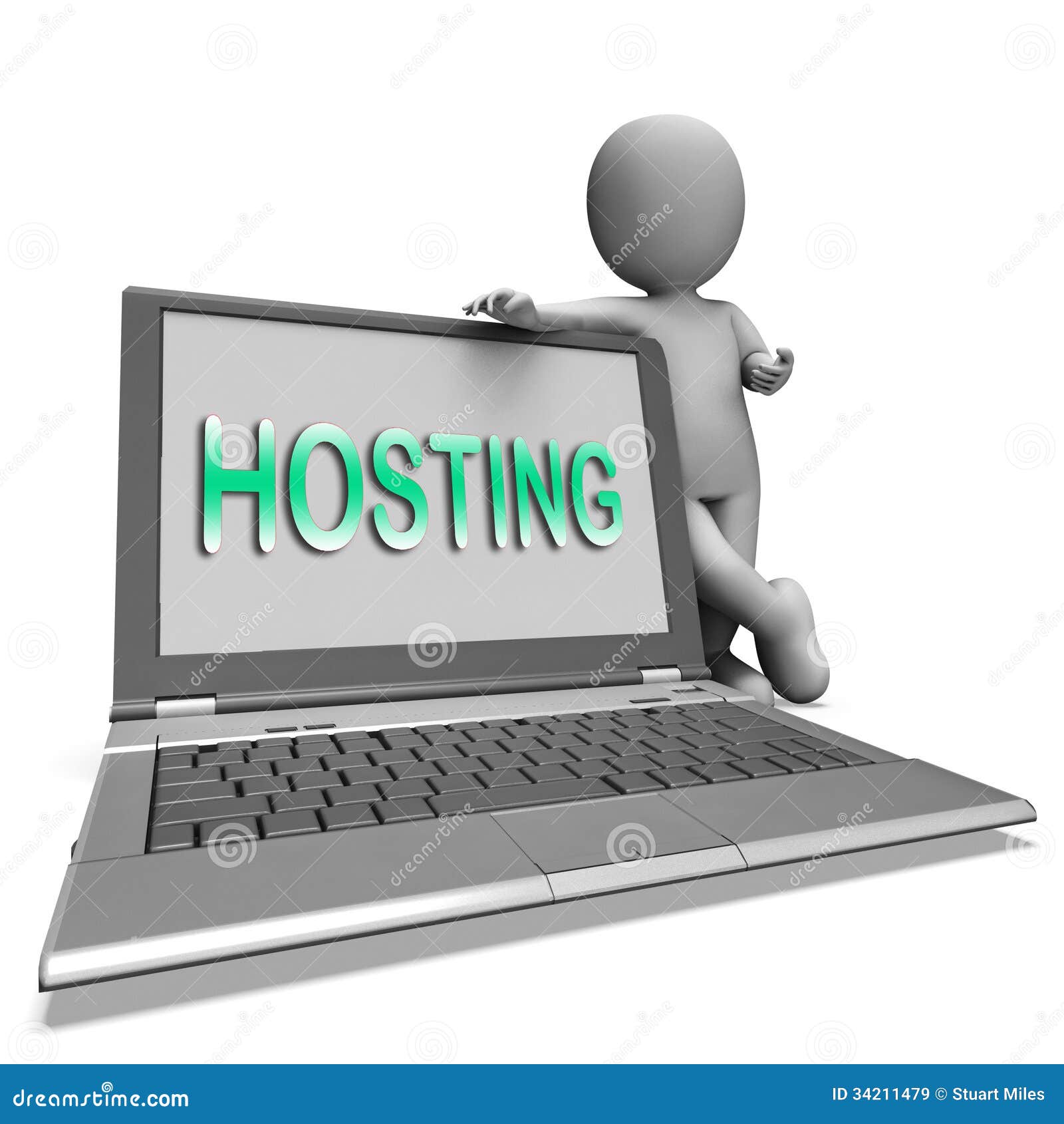 Hosting Laptop Shows Web Internet or Website Host Stock Illustration ...