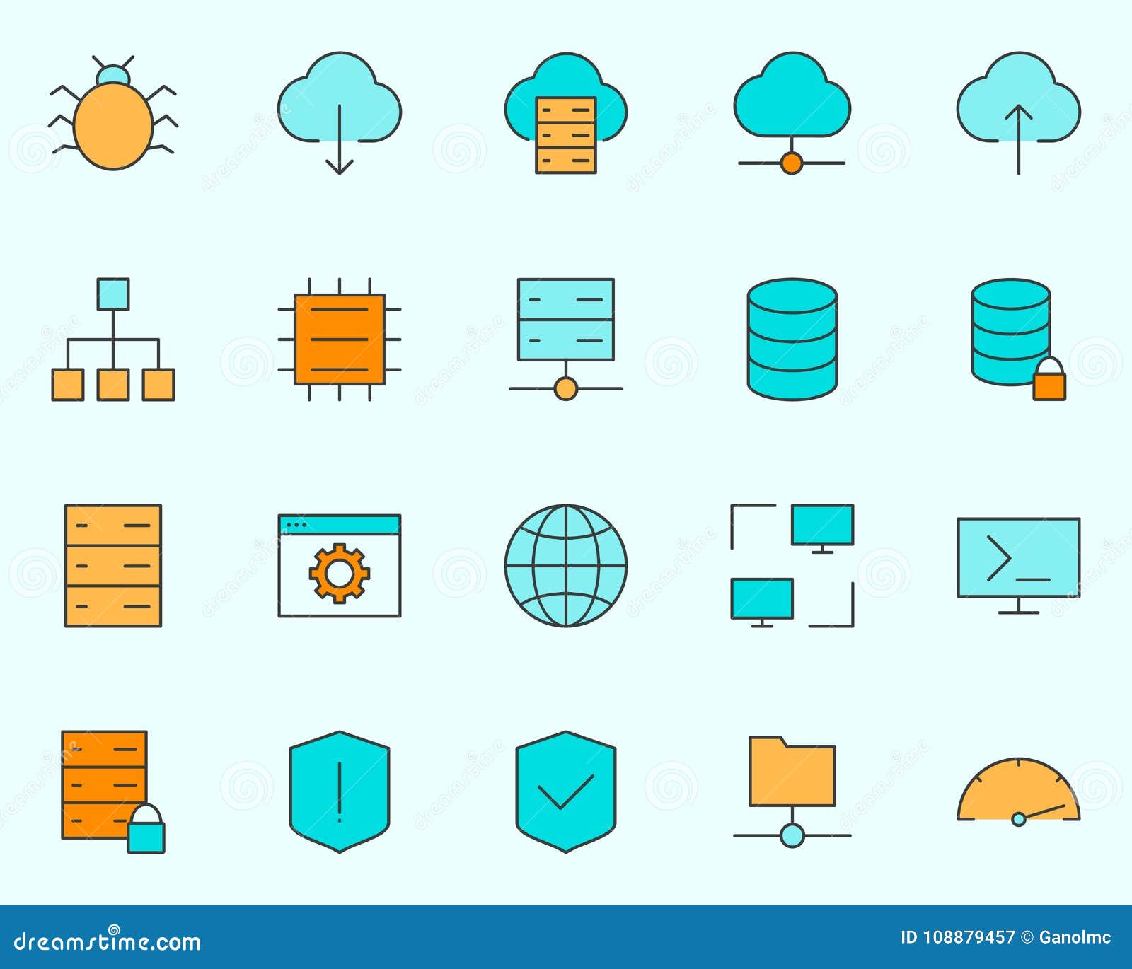Hosting Line Icons Set. Vector Simple Minimal 96x96 Pictograms | CartoonDealer.com #108879457
