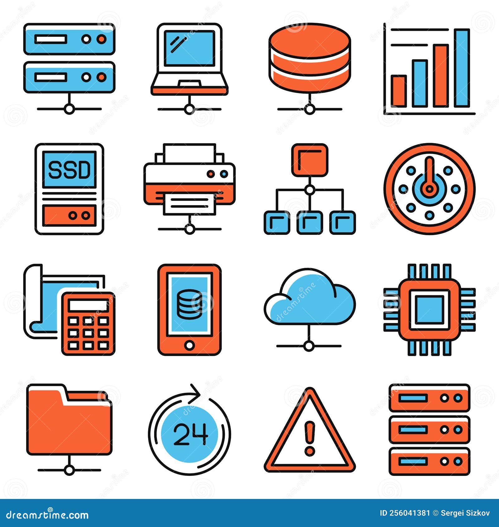 Hosting and Local Network Icons Set. Vector Stock Vector - Illustration ...