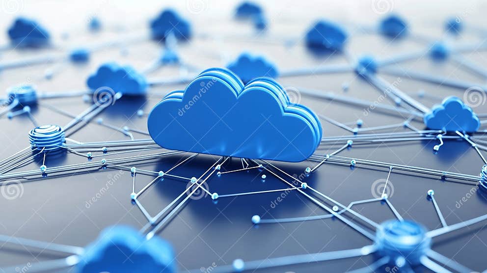 A Hosting Network Icon Featuring a Dual-tone Cloud and Interconnected ...