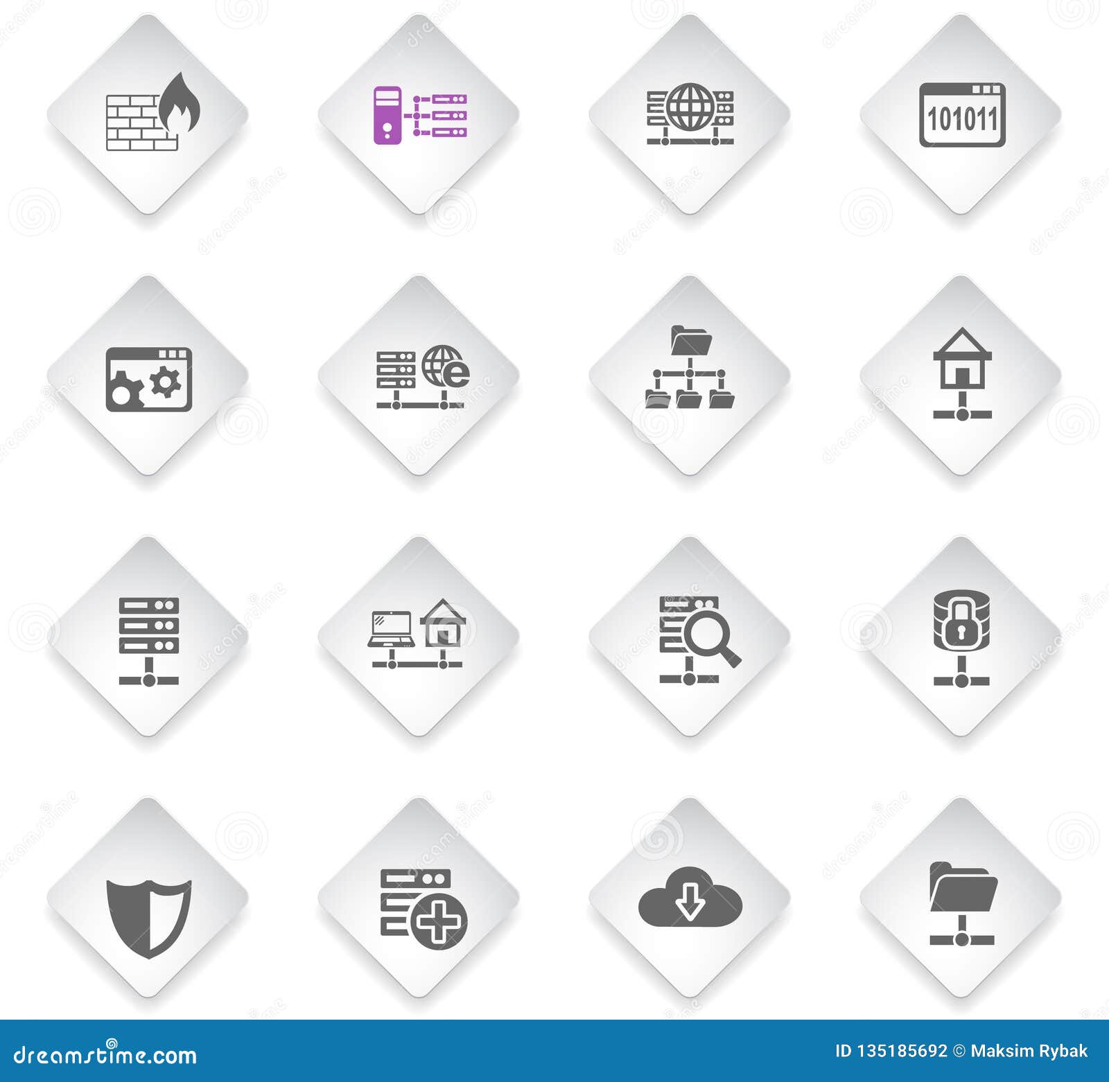 Hosting provider icon set stock vector. Illustration of cloud - 135185692