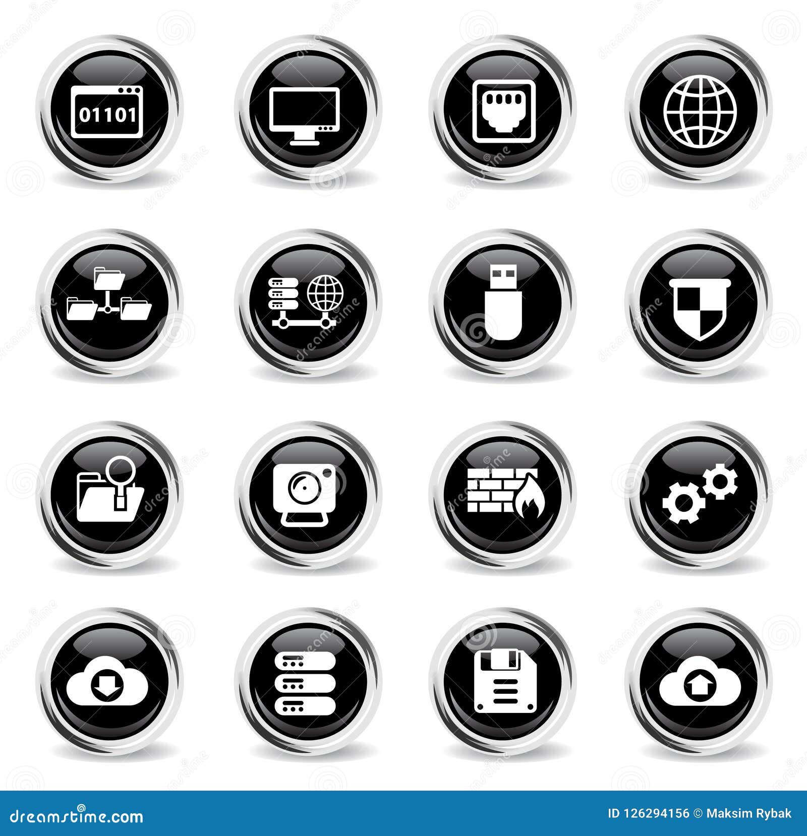 Hosting provider icon set stock vector. Illustration of cloud - 126294156