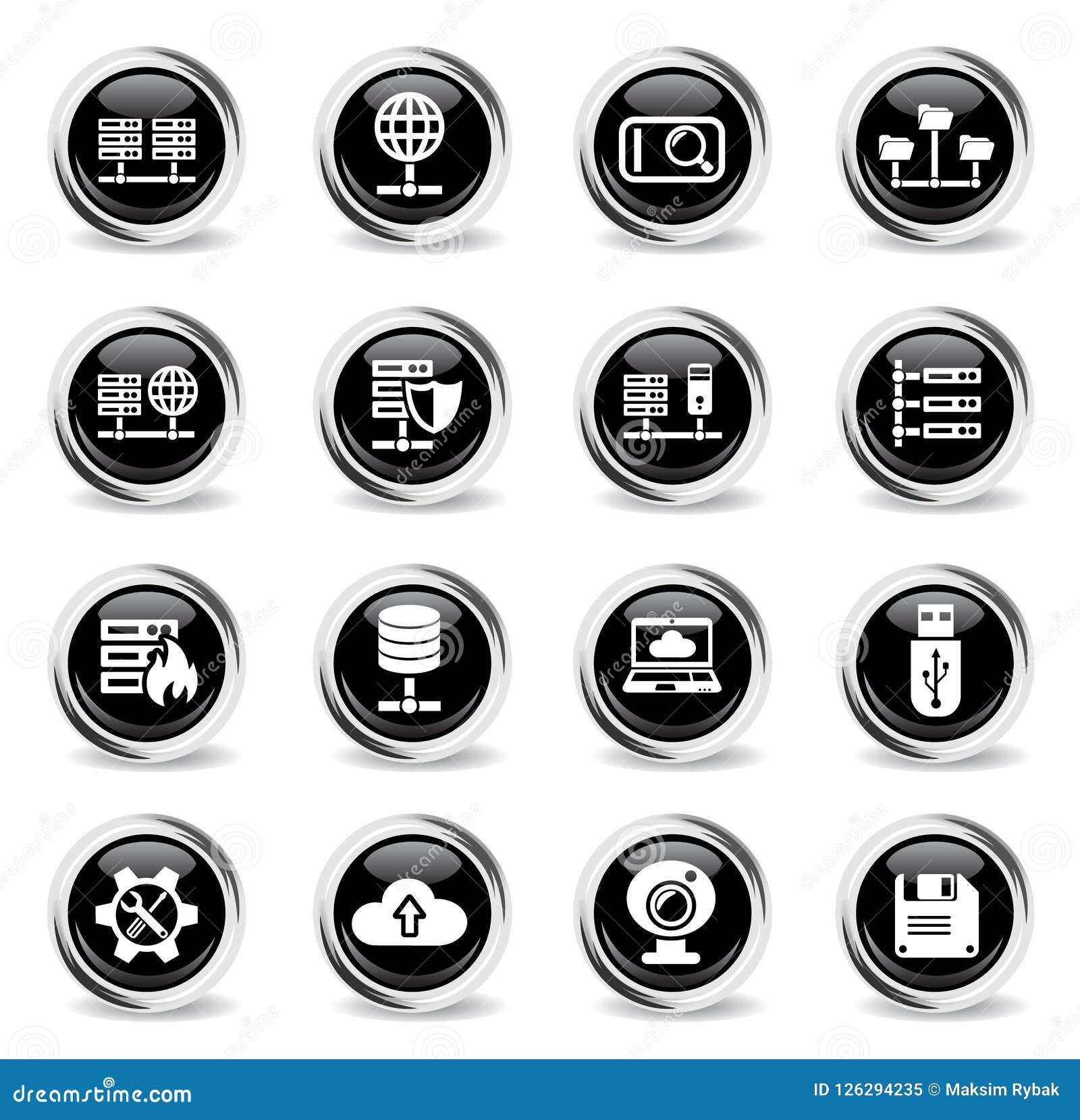 Hosting provider icon set stock vector. Illustration of laptop - 126294235