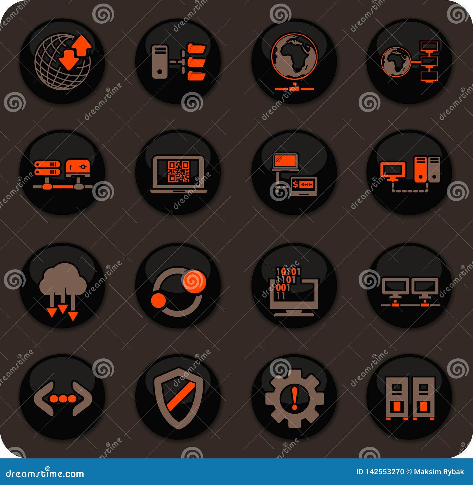 Hosting provider icons set stock vector. Illustration of hosting ...