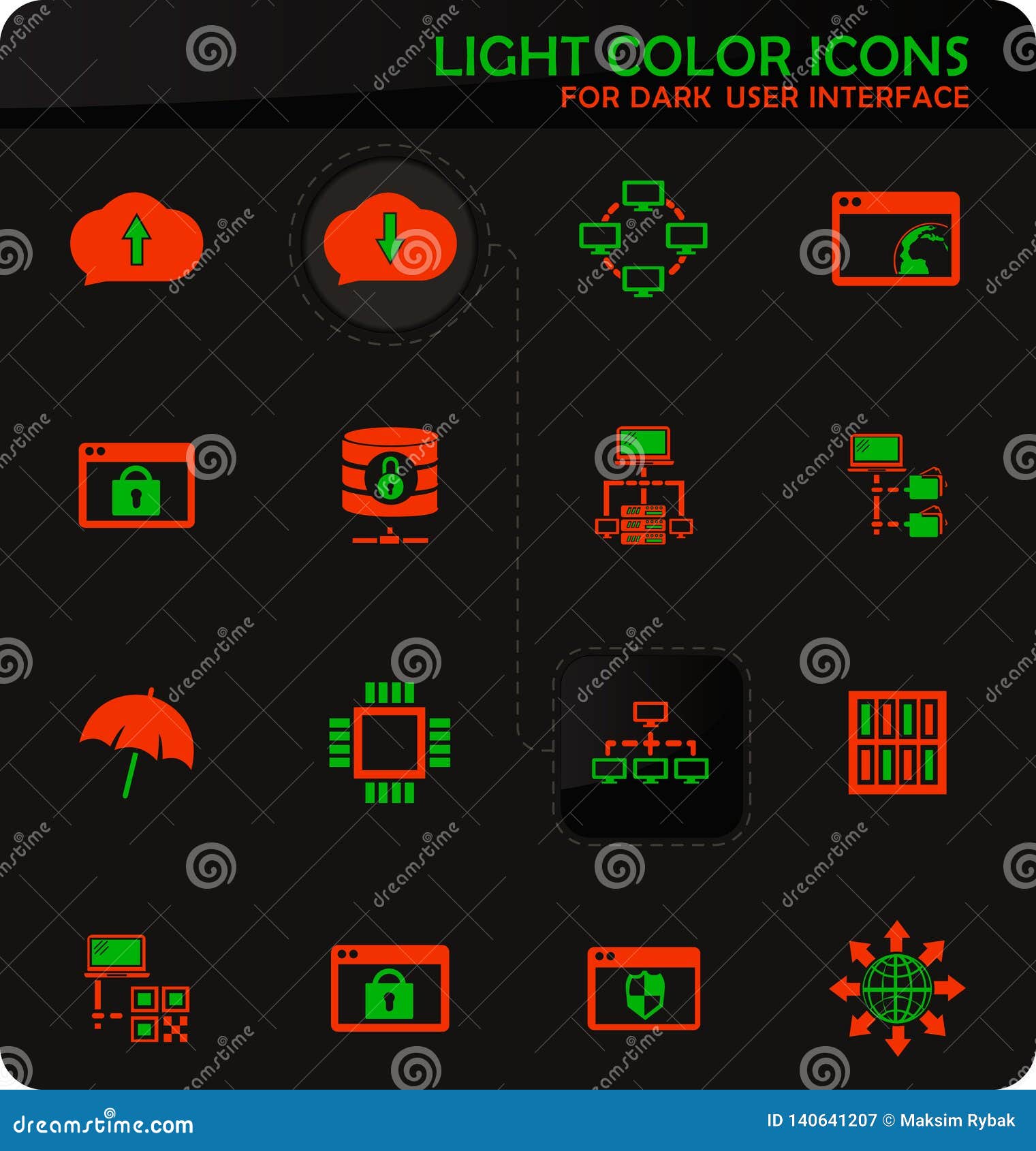 Hosting provider icons set stock vector. Illustration of database ...