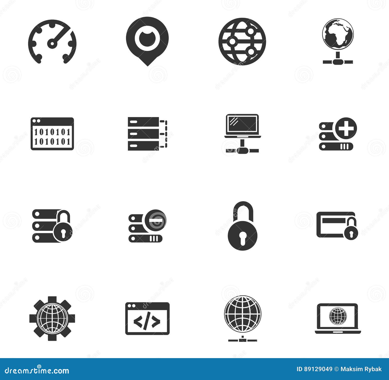 Hosting provider icons set stock illustration. Illustration of concept ...