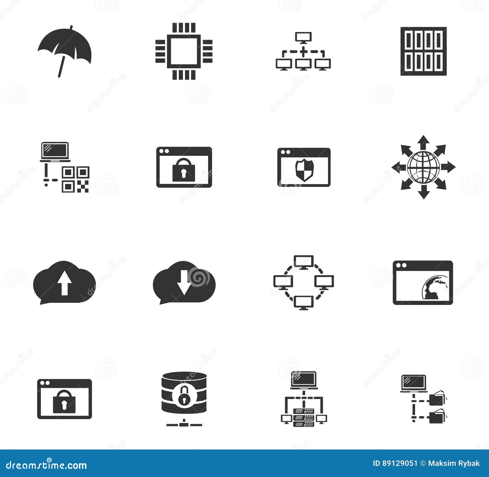 Hosting provider icons set stock illustration. Illustration of download ...