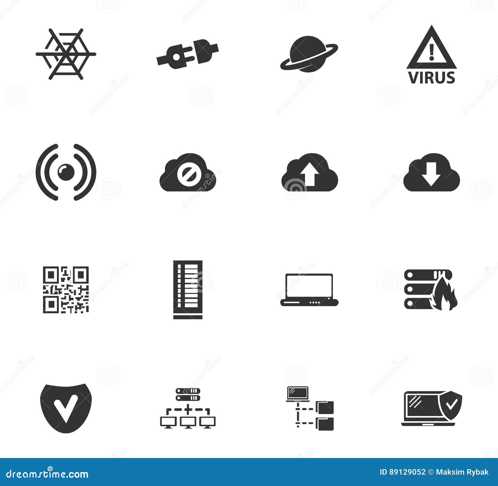 Hosting provider icons set stock illustration. Illustration of element ...