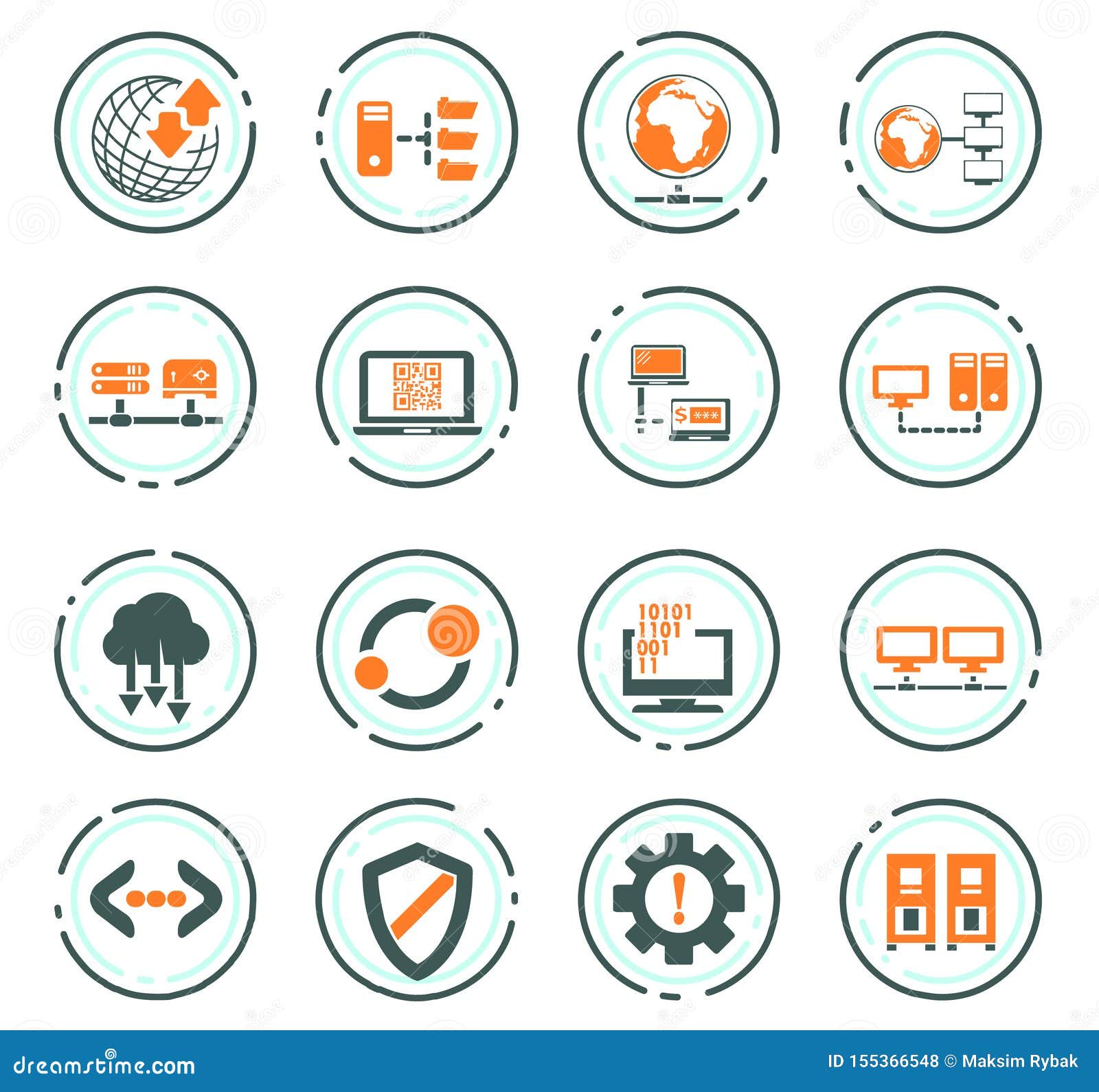 Hosting provider icons set stock vector. Illustration of cloud - 155366548
