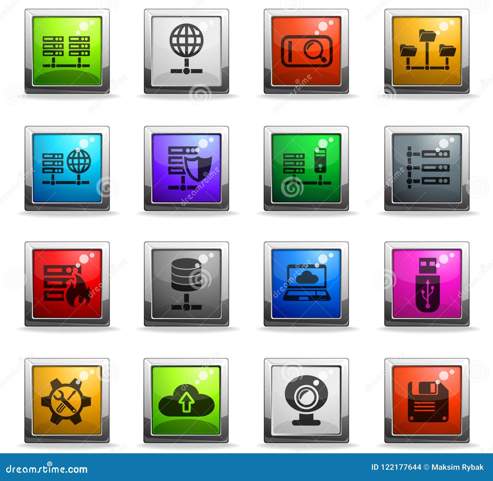 Hosting provider icon set stock vector. Illustration of vector - 122177644