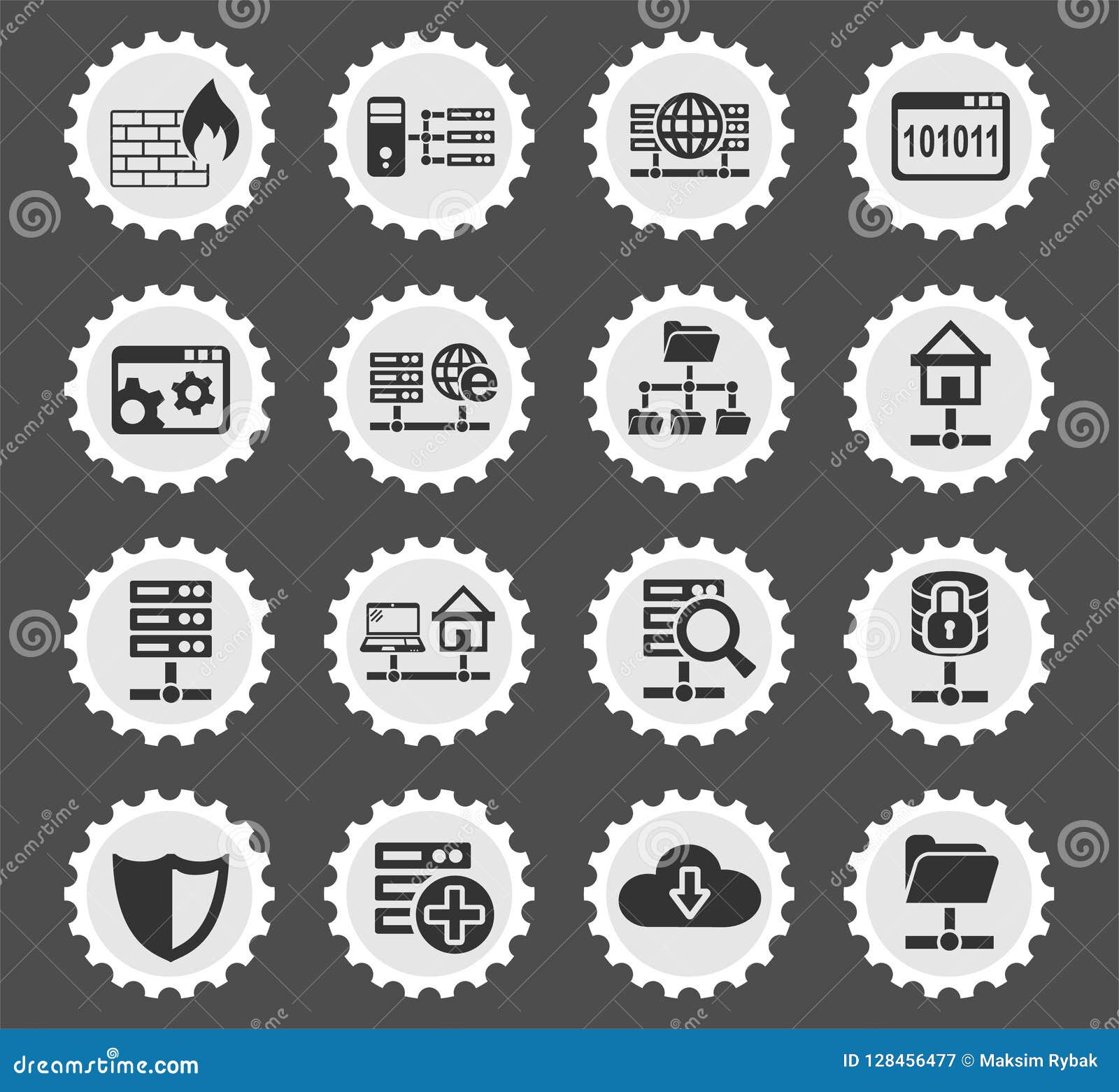 Hosting provider icon set stock vector. Illustration of global - 128456477