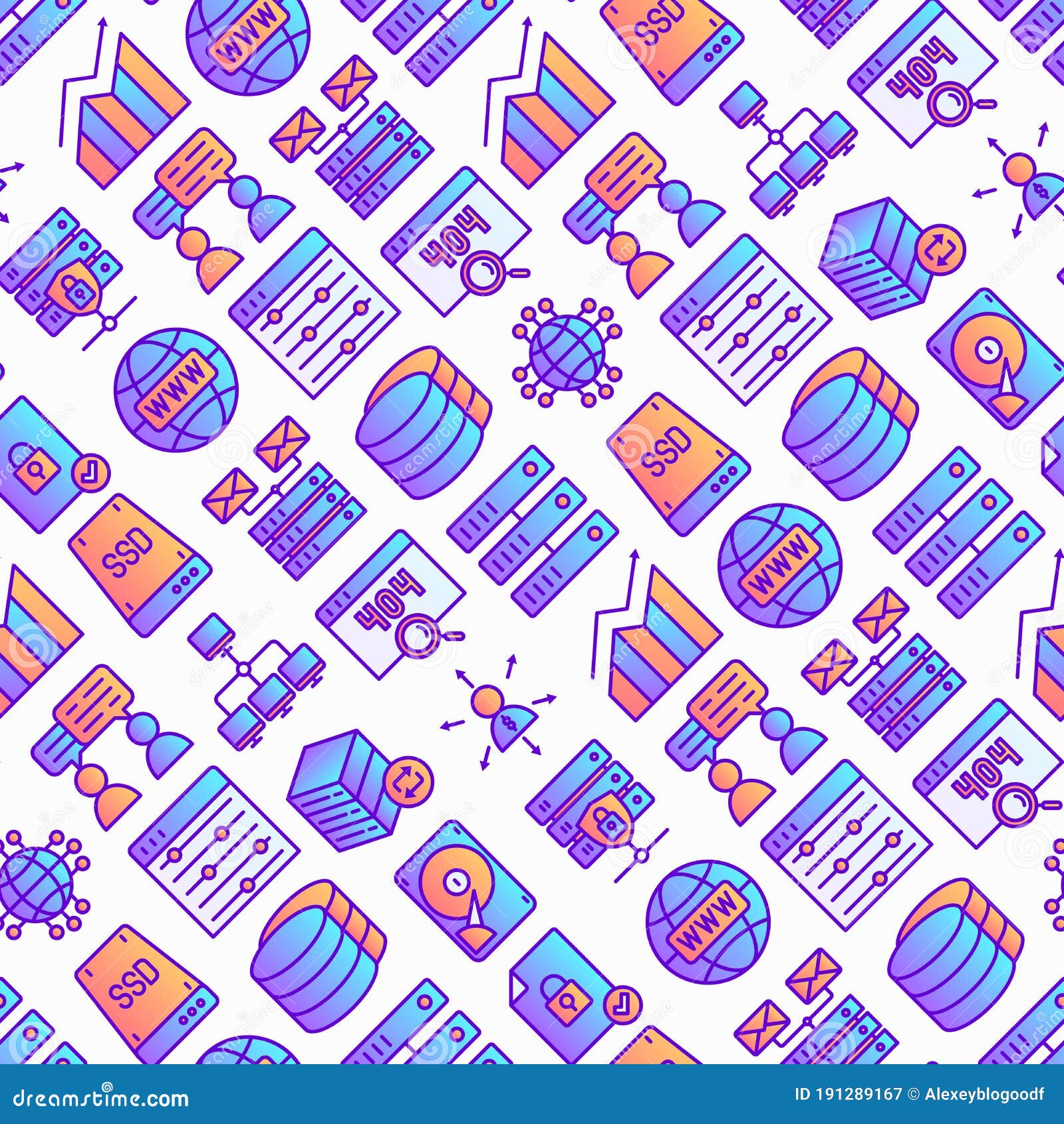 Hosting Seamless Pattern With Thin Line Icons Vps Customer Support Domain Name Automated