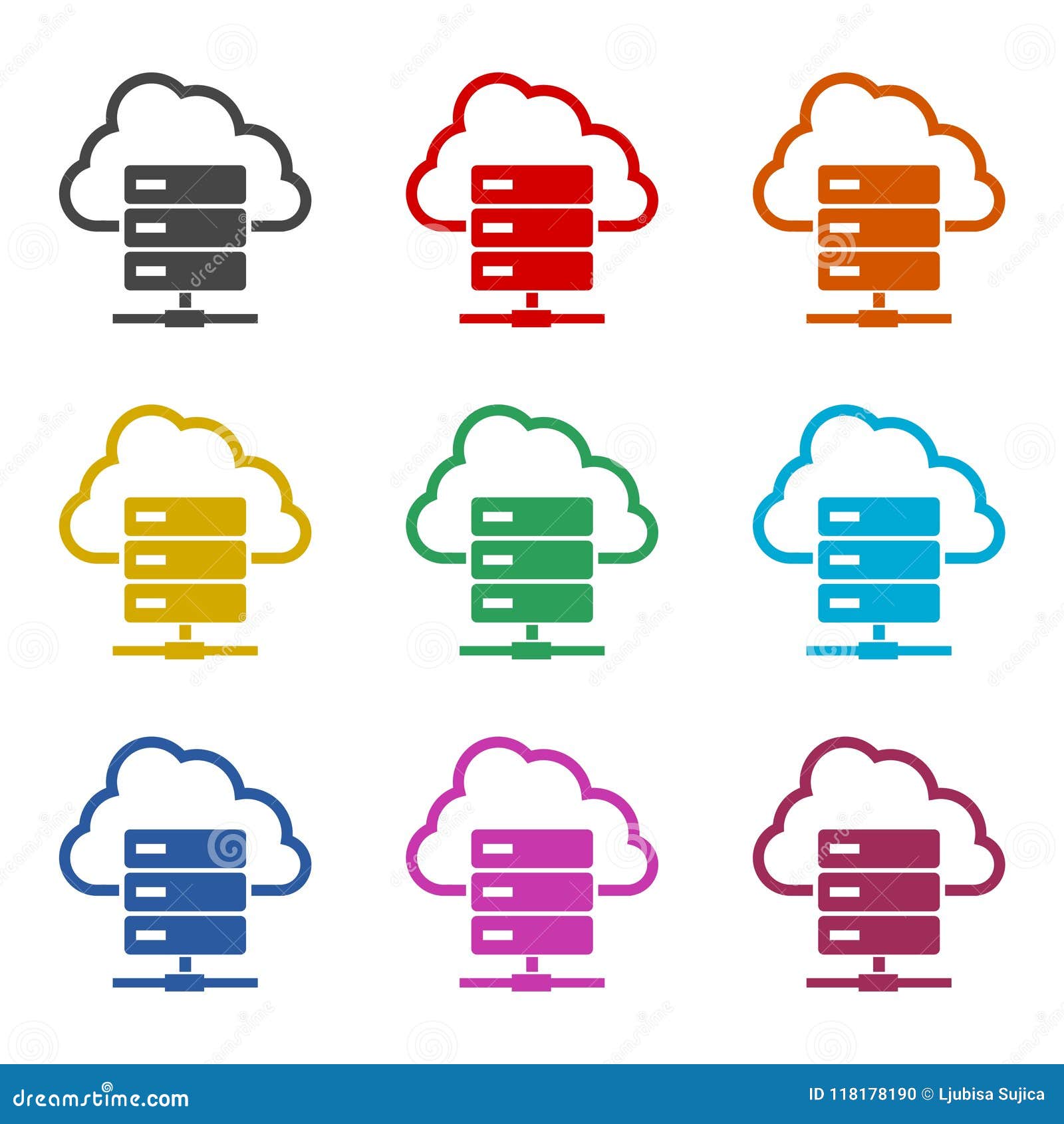 Hosting Server Shadow, Database Icon, Color Icons Set Stock Vector ...