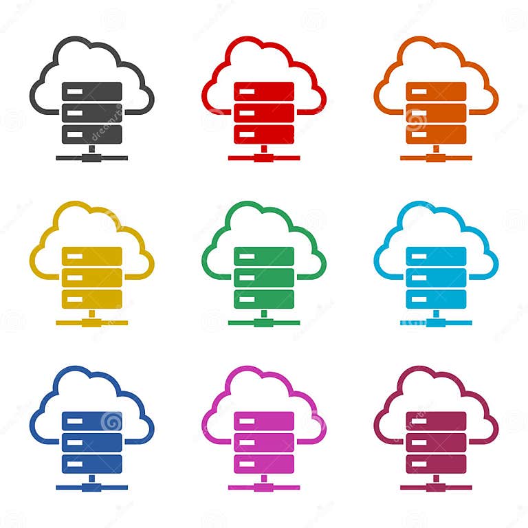 Hosting Server Shadow, Database Icon, Color Icons Set Stock Vector ...