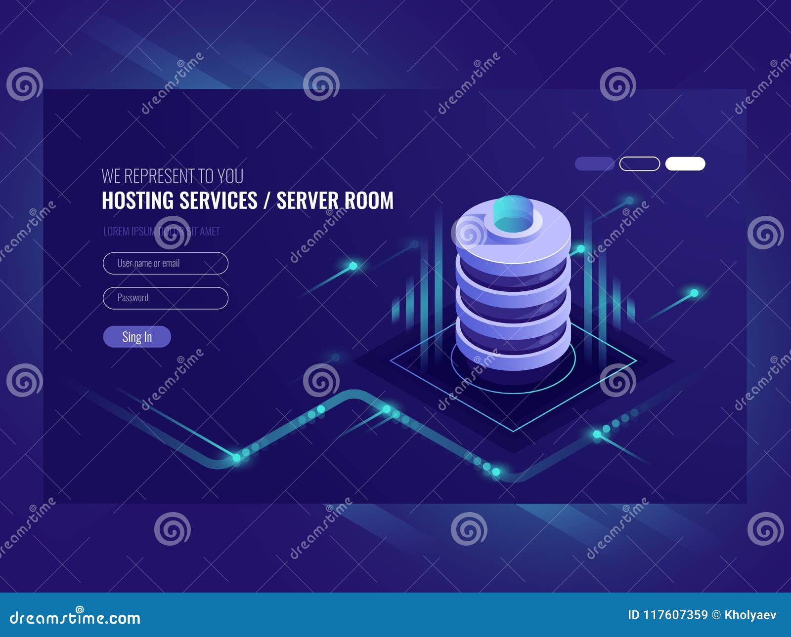 Hosting Services And Data Base Flowchart Vector Illustration ...