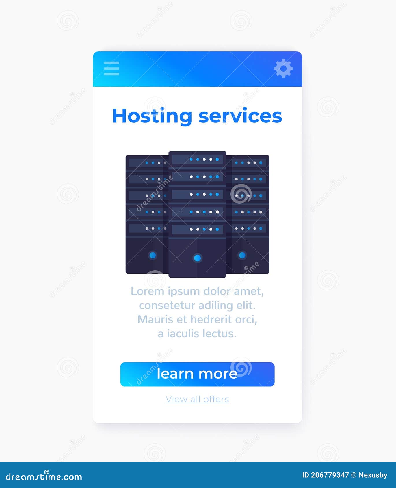 Hosting Services, Mobile App Ui Design Vector Stock Illustration ...