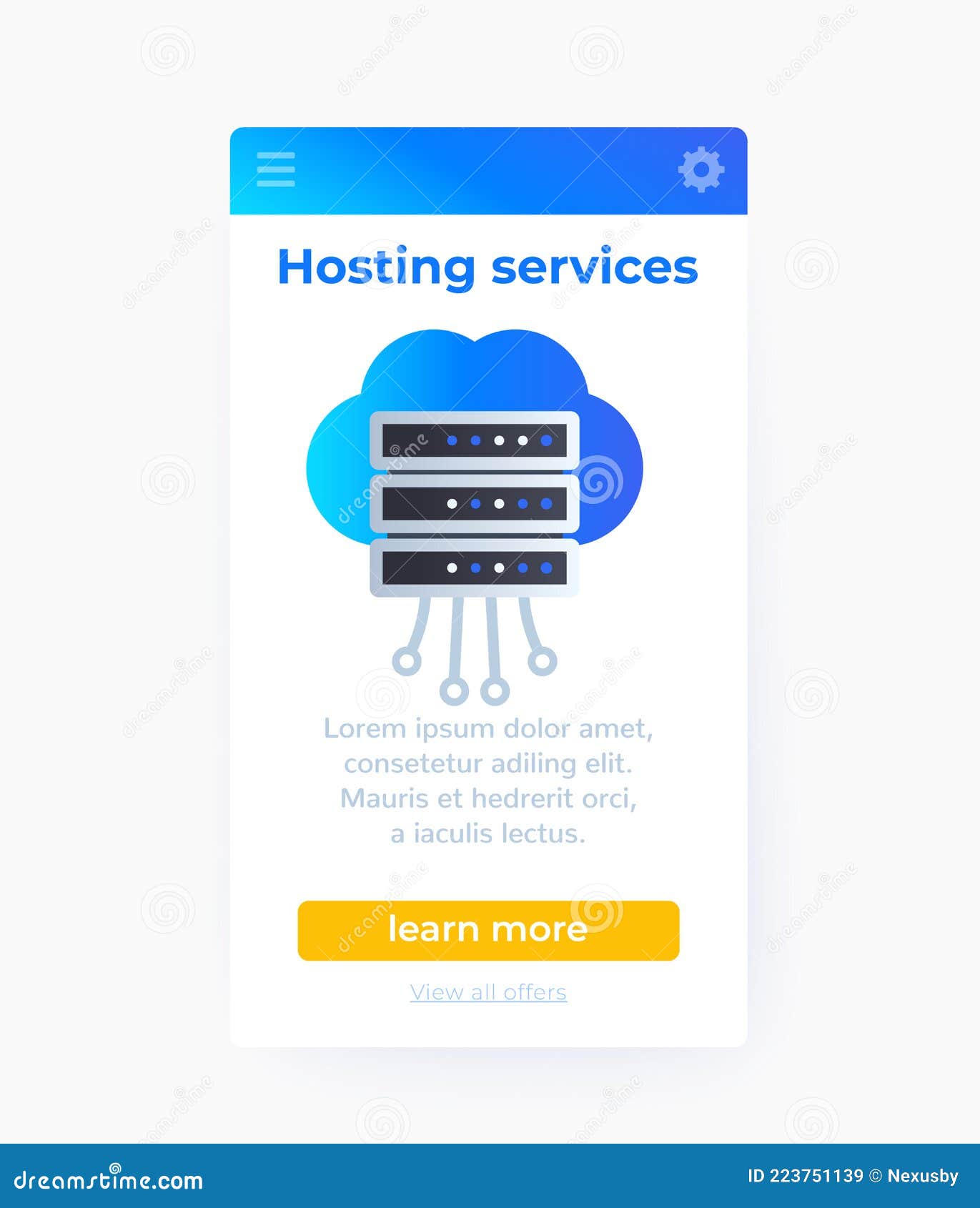 Hosting Services, Mobile App Ui Design, Vector Stock Vector ...