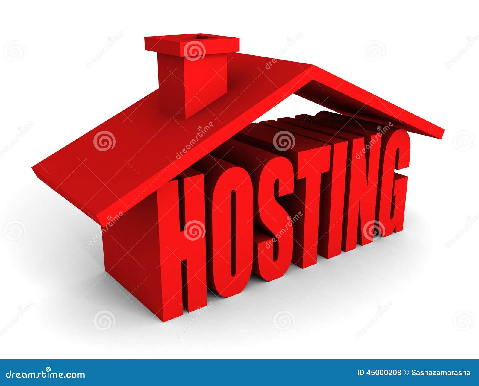 Hosting Word Text with Roof Cover on White Background Stock Photo ...