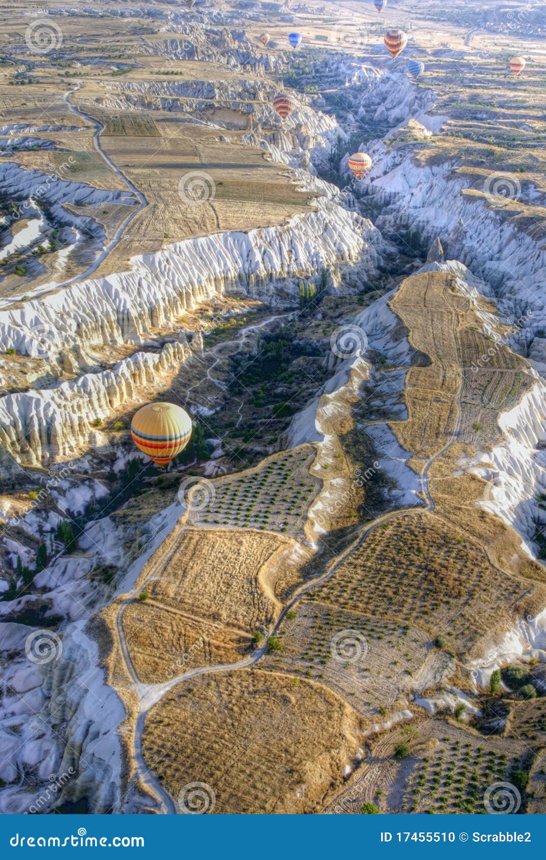 Hot Air Balloon Above a Gorgeous Landscape Stock Photo - Image of ...
