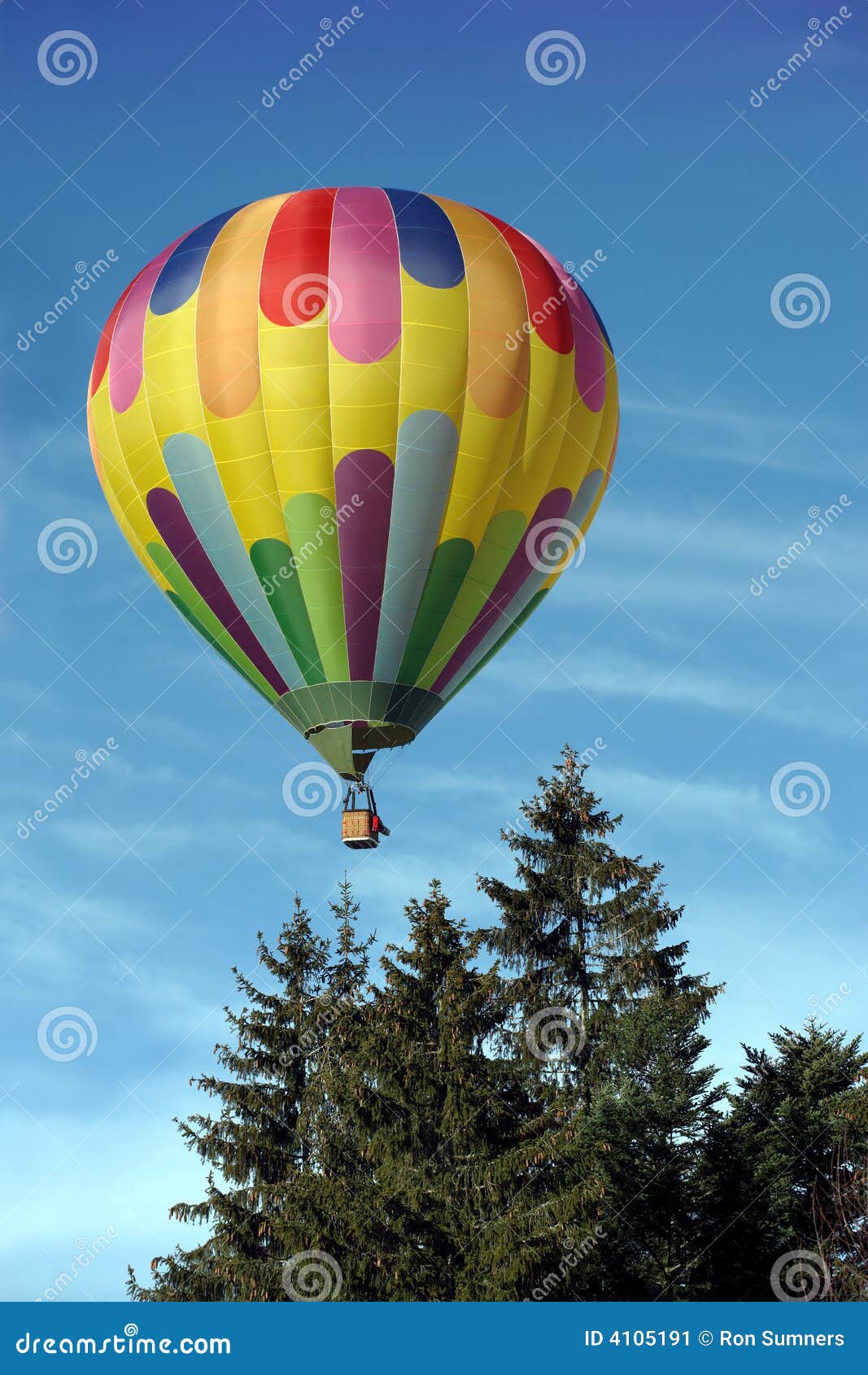 Hot Air Balloon Above the Trees Stock Image - Image of freedom, beauty ...