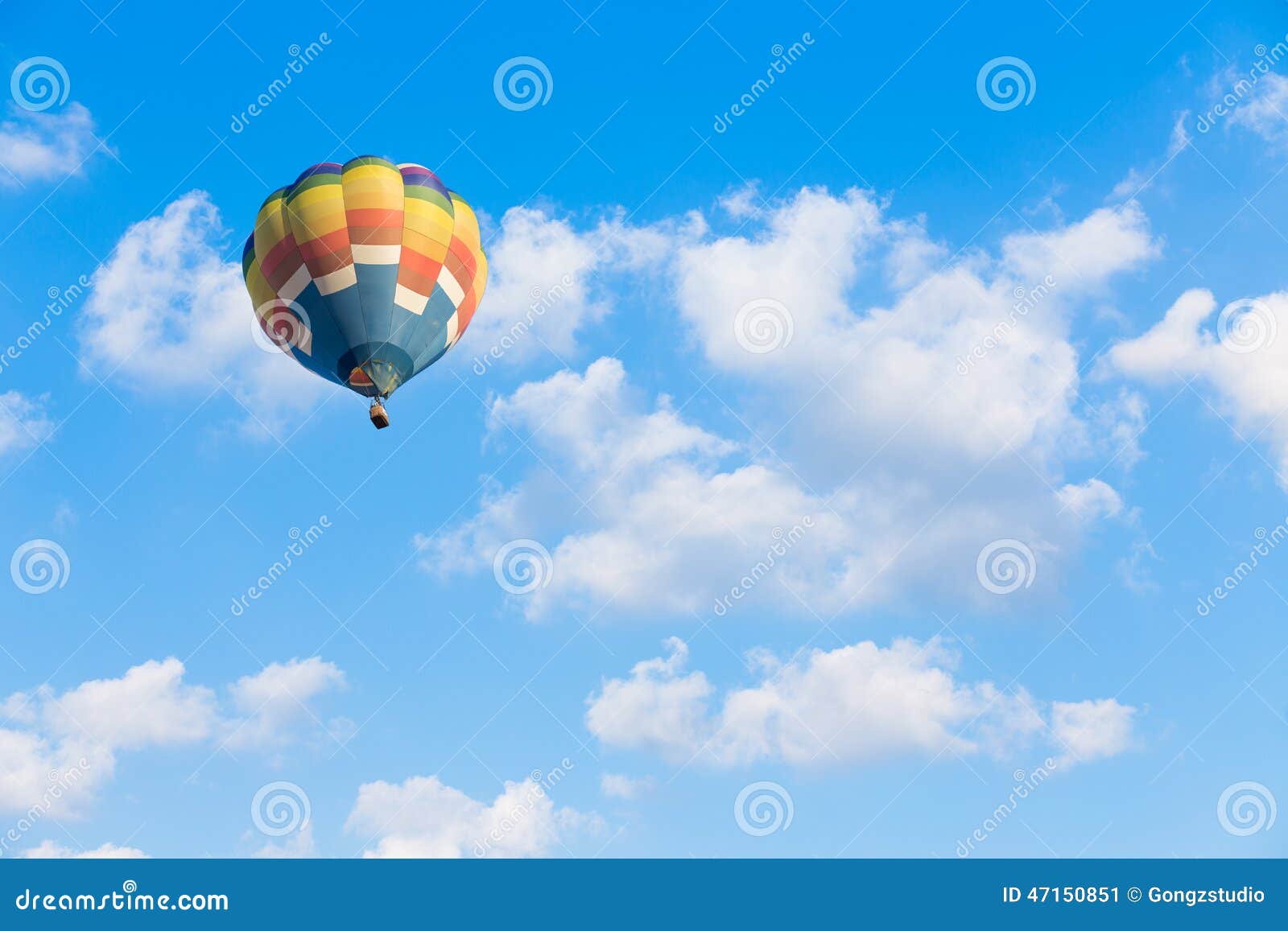Hot Air Balloon with Blue Sky Background Stock Image - Image of freedom ...
