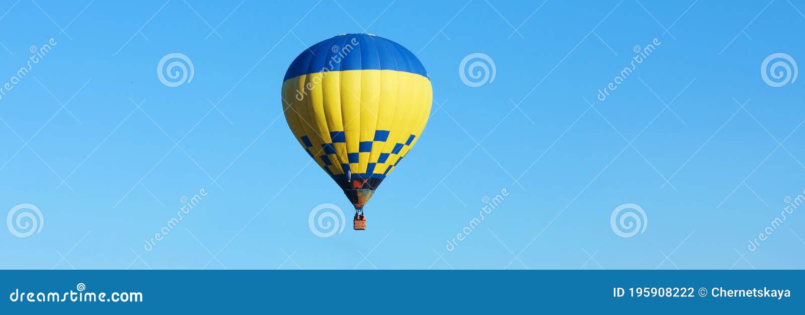 Hot Air Balloon in Blue Sky. Banner Design Stock Photo - Image of ...