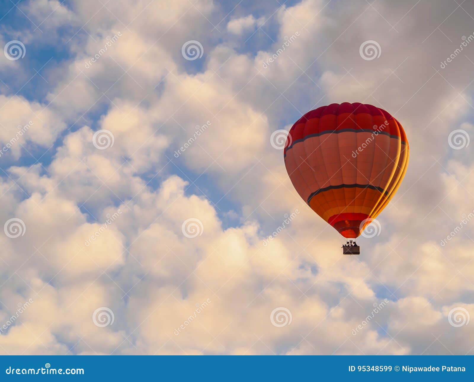 Hot Air Balloon on Blue Sky with Cloud Stock Image - Image of striped ...