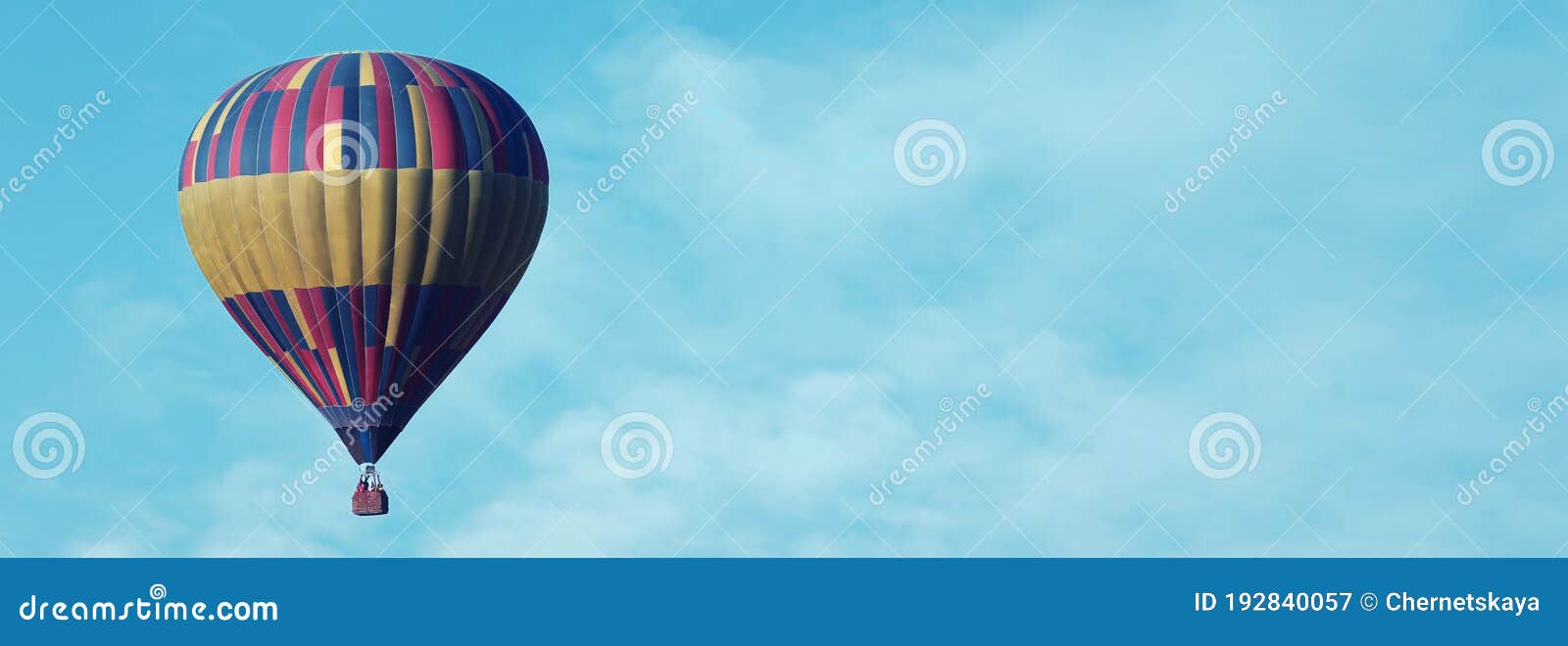 Hot Air Balloon in Sky, Space for Text. Banner Design Stock Image ...