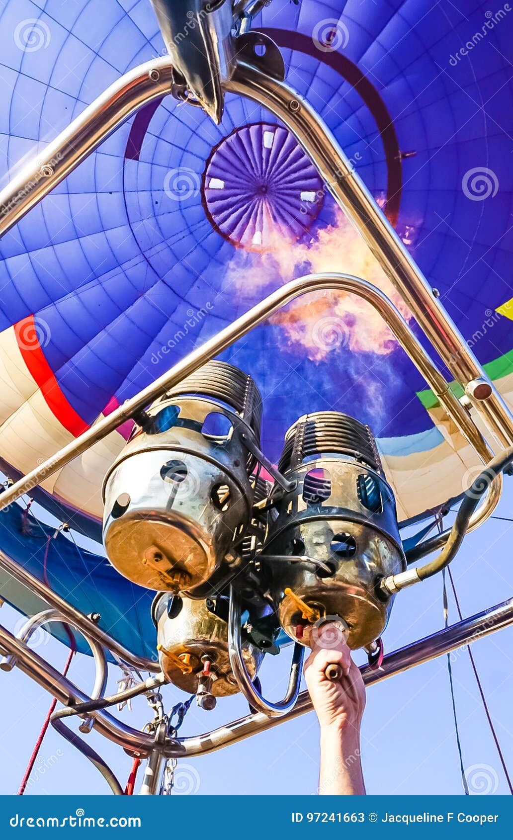 Hot Air Balloon and Burners Heating Up Stock Image - Image of high ...